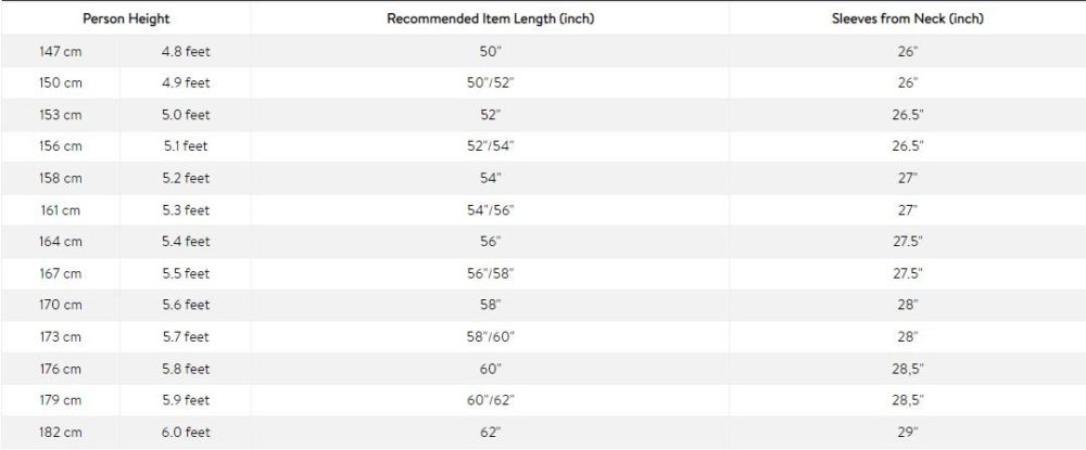 Size Chart – My Blog
